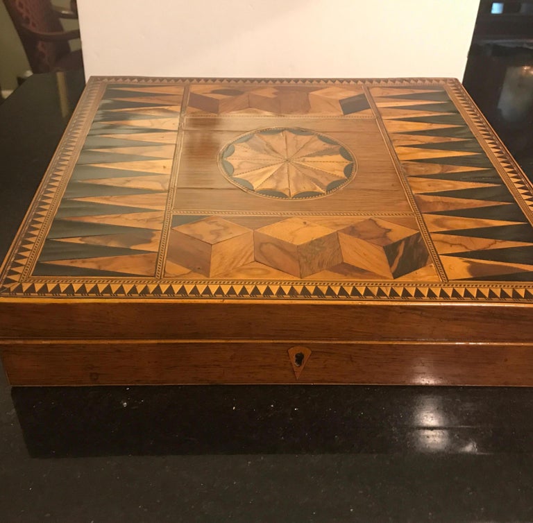 Antique Mid-19th Century Inlaid Desk Box For Sale at 1stDibs