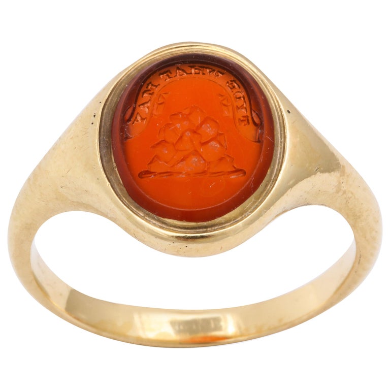Antique Mid Victorian Scottish Carnelian Signet Ring at 1stDibs