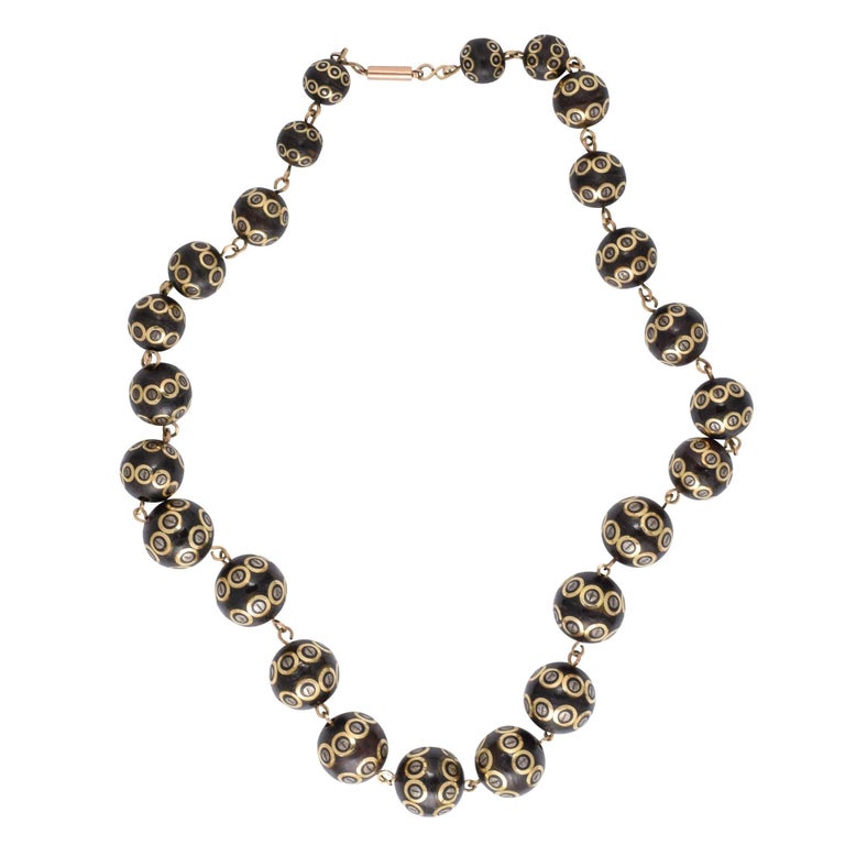 Antique Mid-Victorian Tortoiseshell Pique Bead Necklace at 1stDibs ...