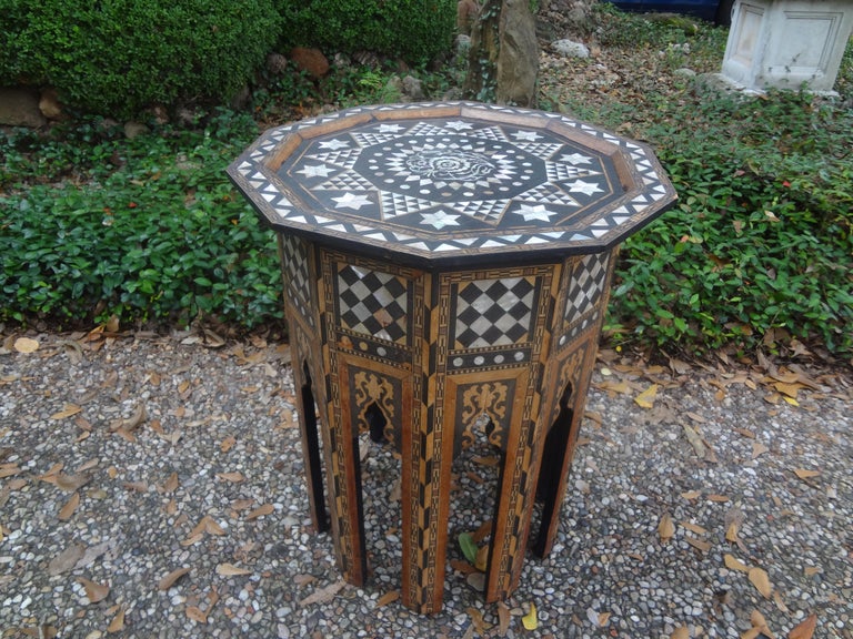 Antique Middle Eastern Arabesque Style Mother of Pearl Inlaid Table For ...