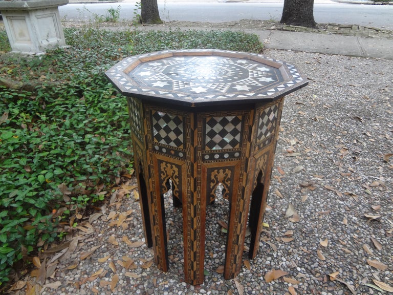 Antique Middle Eastern Arabesque Style Mother of Pearl Inlaid Table For ...