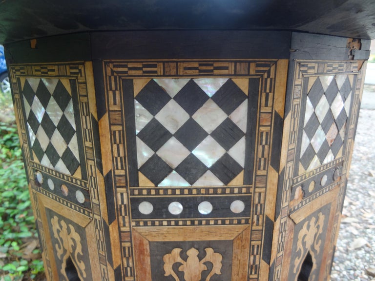 Antique Middle Eastern Arabesque Style Mother of Pearl Inlaid Table For ...