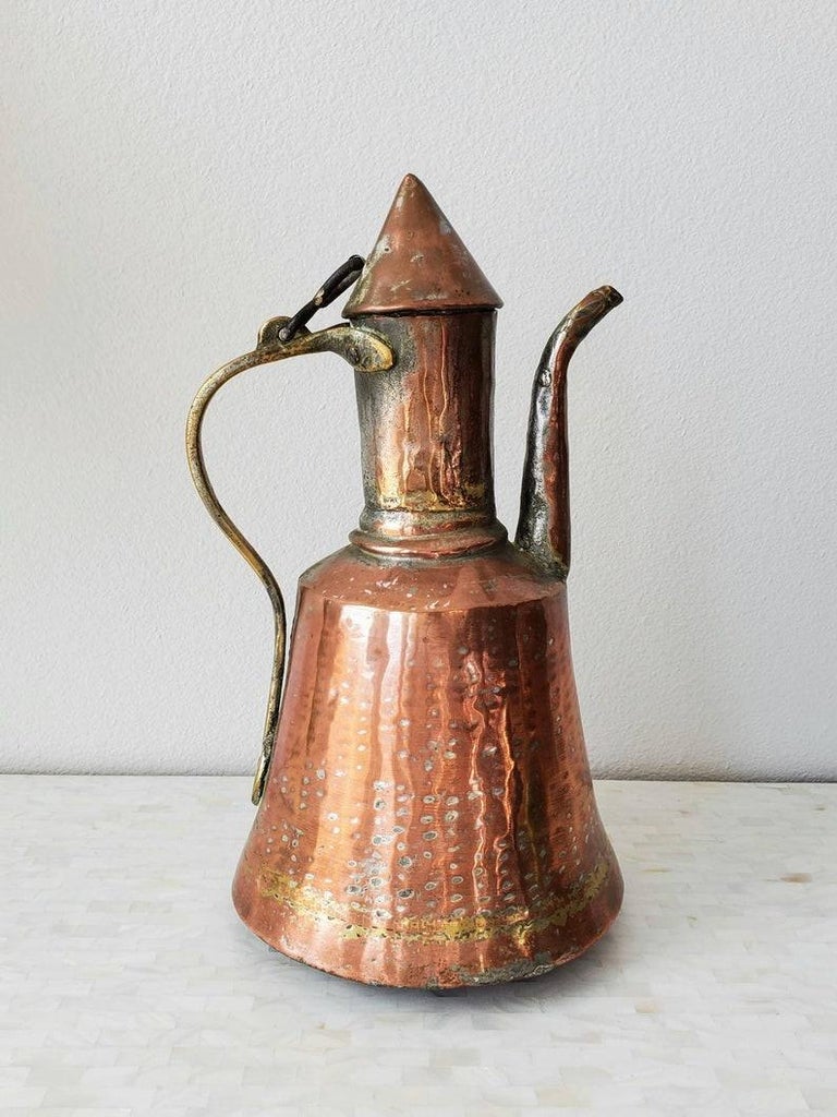 Antique Middle Eastern Arabic Hammered Copper and Brass Ewer For Sale ...