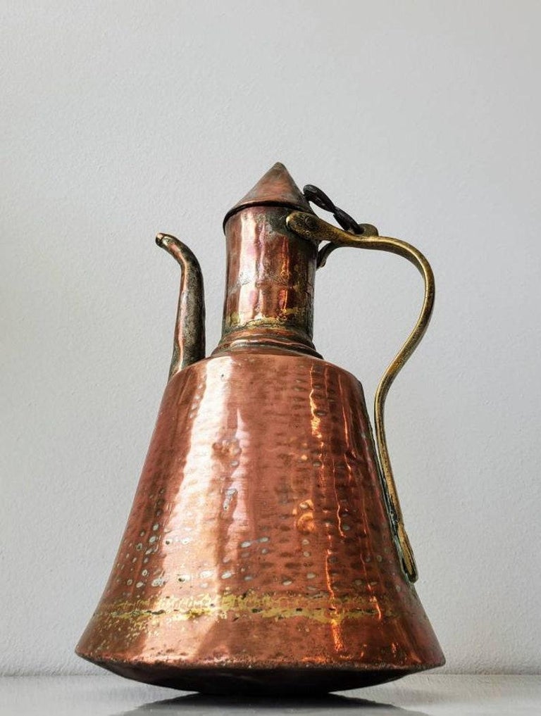 Antique Middle Eastern Arabic Hammered Copper and Brass Ewer For Sale ...