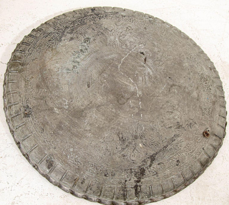 Antique Middle Eastern Persian Wall Hanging Metal Tray For Sale at 1stDibs