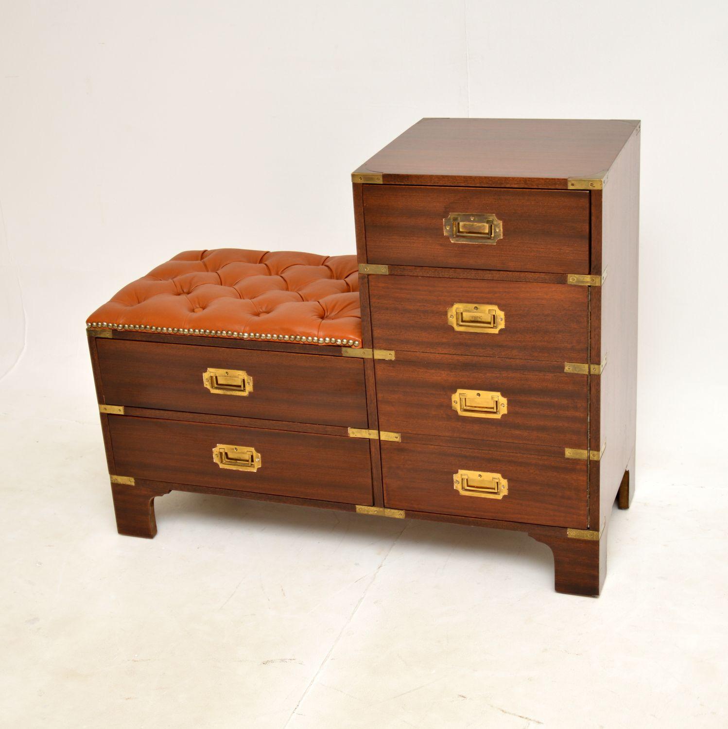 Antique Military Campaign Style Entry Bench at 1stDibs