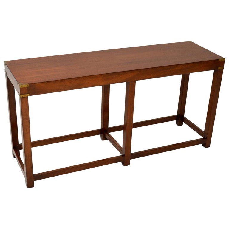 Antique Military Campaign Style Mahogany Console Table at 1stDibs