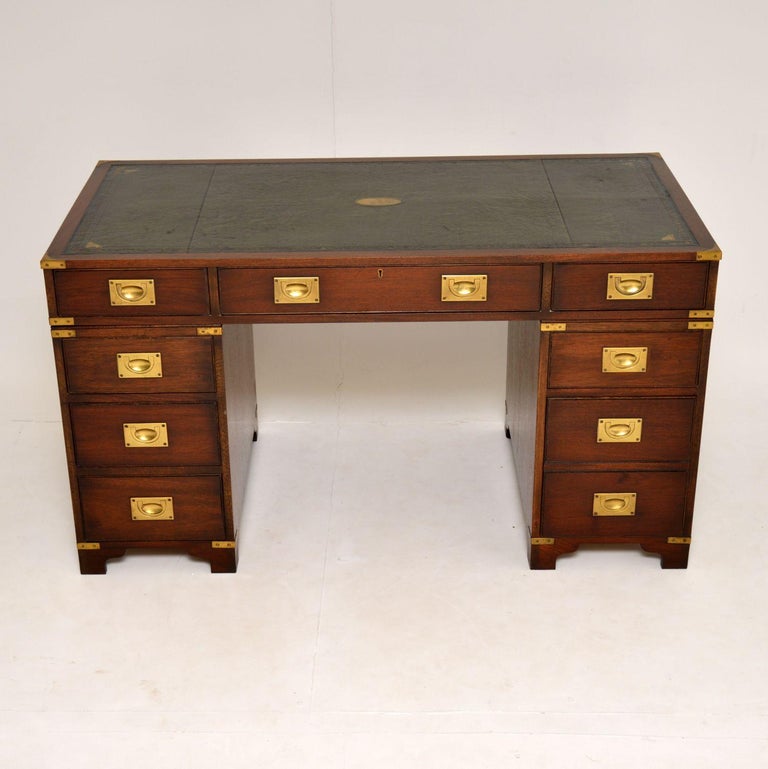 Antique Military Campaign Style Mahogany Desk at 1stDibs