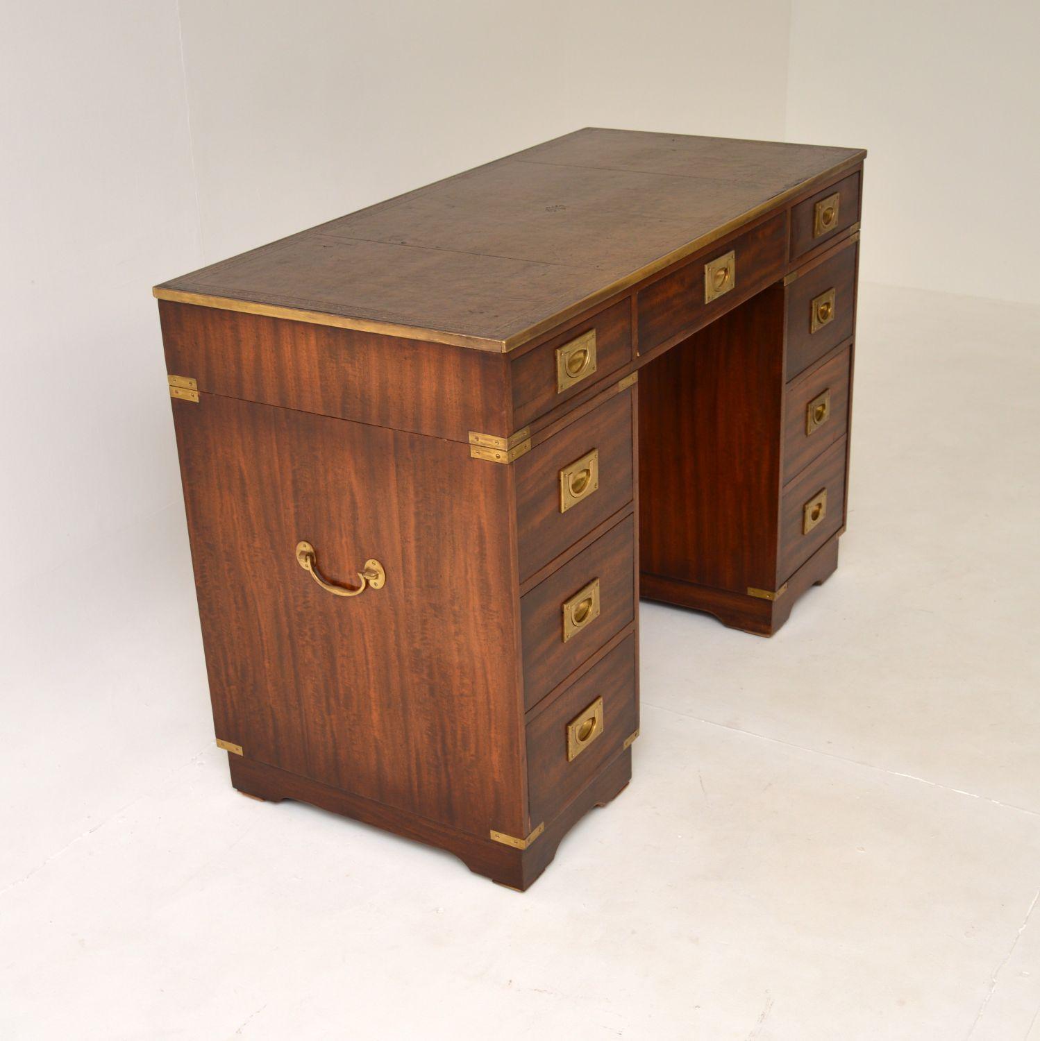 Antique Military Campaign Style Pedestal Desk For Sale at 1stDibs