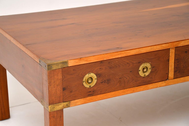 Antique Military Campaign Style Yew Wood Coffee Table at 1stDibs