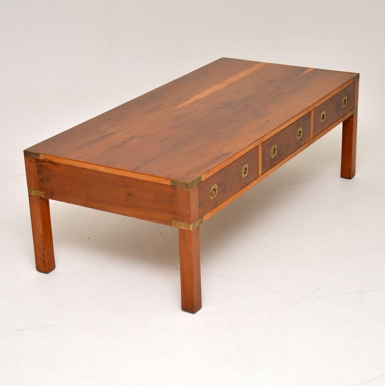 Antique Military Campaign Style Yew Wood Coffee Table at 1stDibs