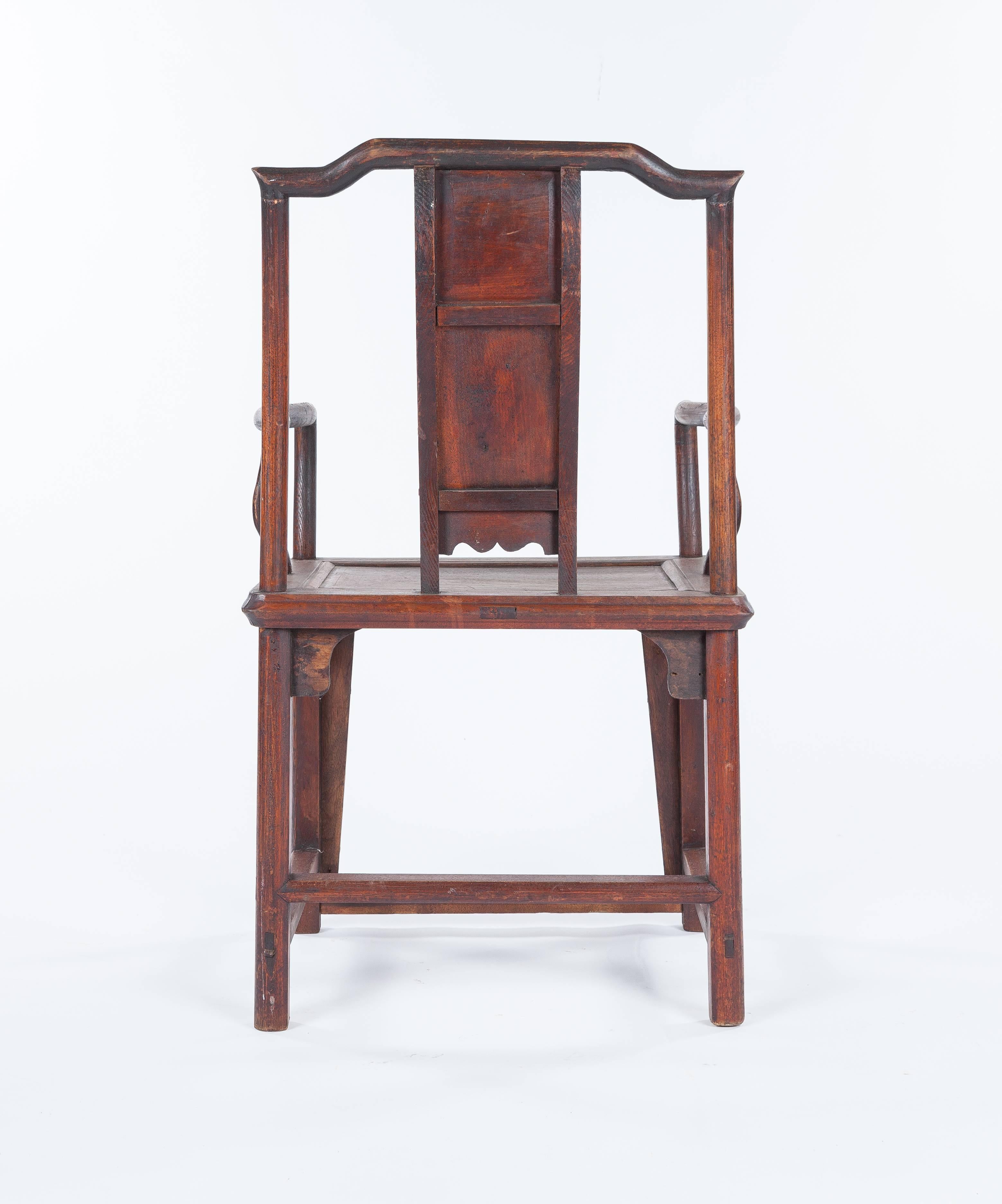 Antique Ming-Style Chinese Elm Chair, Late 19th Century at 1stDibs