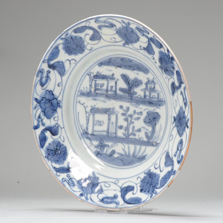 Antique Ming/Transitional Chinese Porcelain Plate, European House, Rare ...
