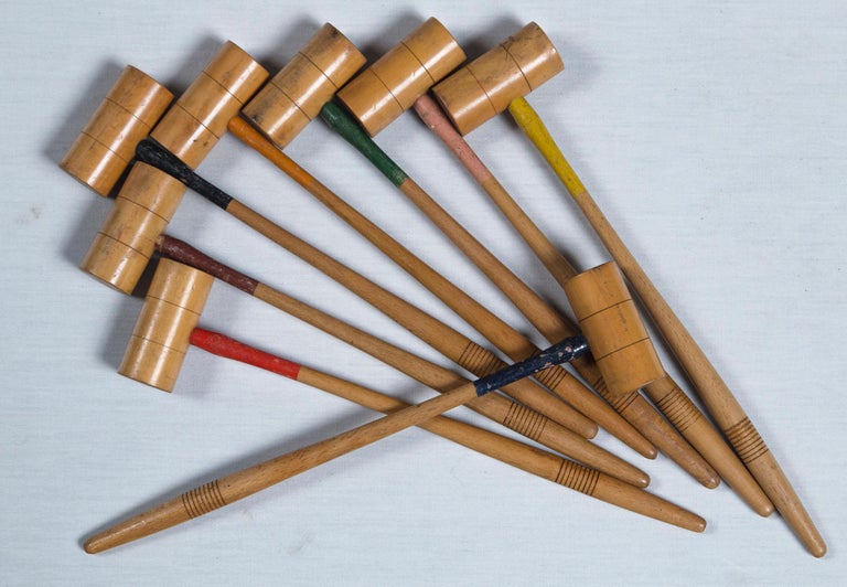 Antique Mini Croquet Set with Wooden Box at 1stDibs