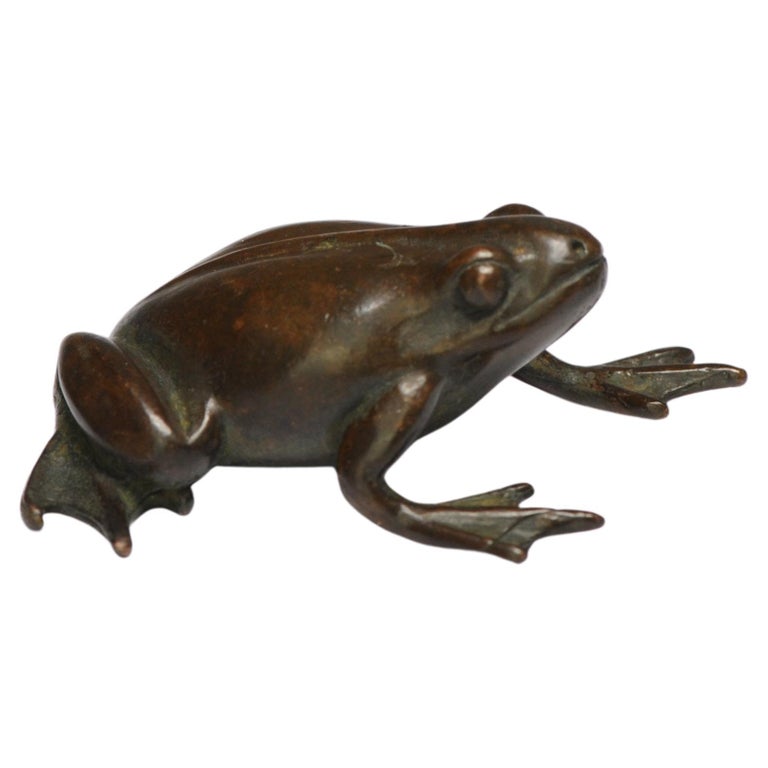 Antique Mini Okimono Bronze Japanese Statue of a Frog Meiji Japan ...