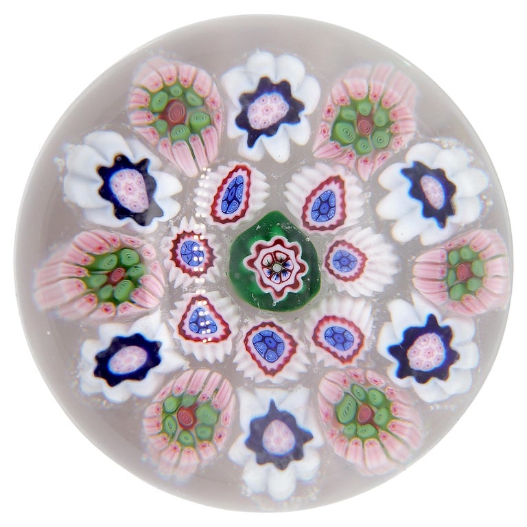 Antique Miniature Baccarat Concentric Millefiori Glass Paperweight For