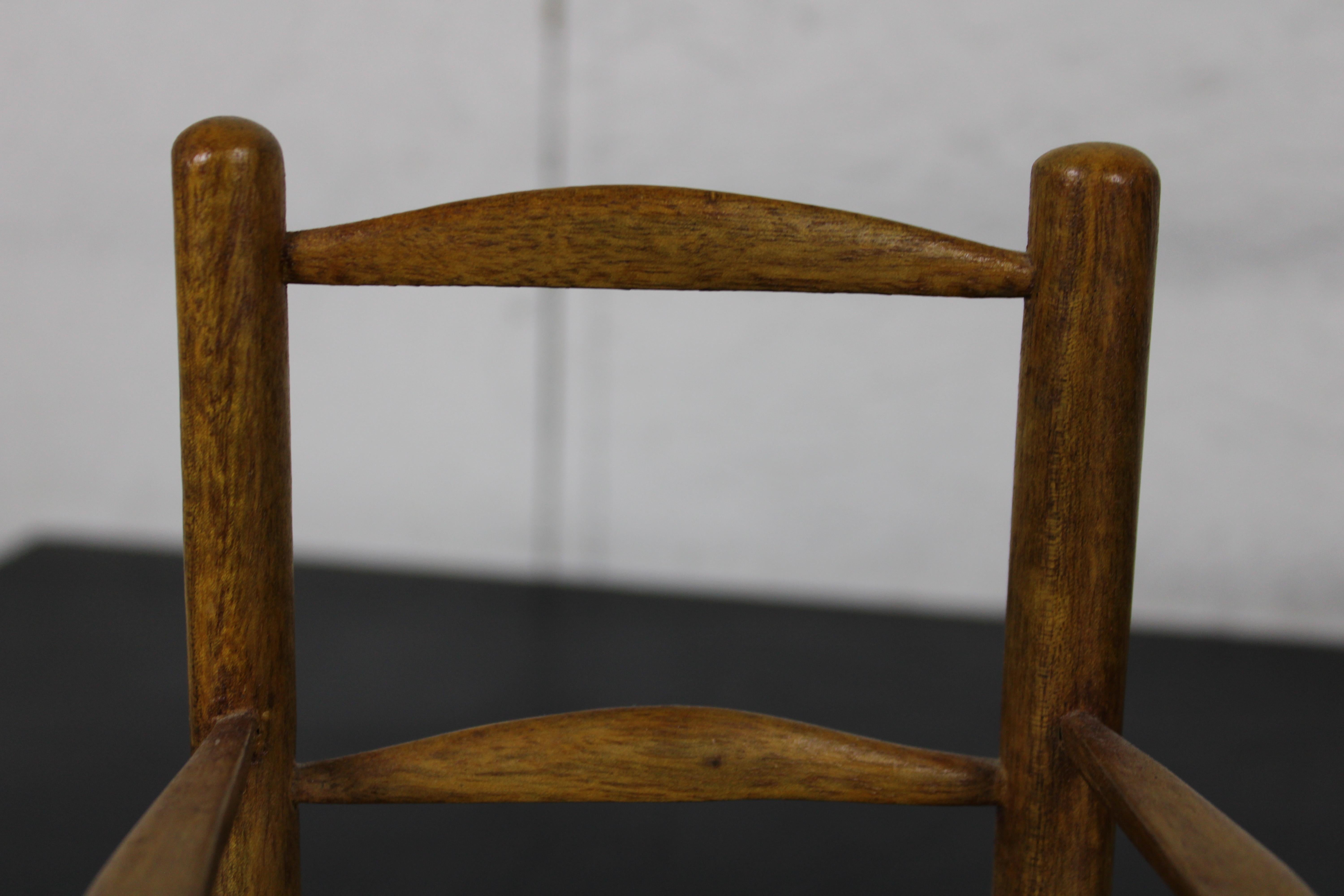 Antique Miniature Farmhouse Shaker Rush Seat Ladderback Arm Chair Doll ...