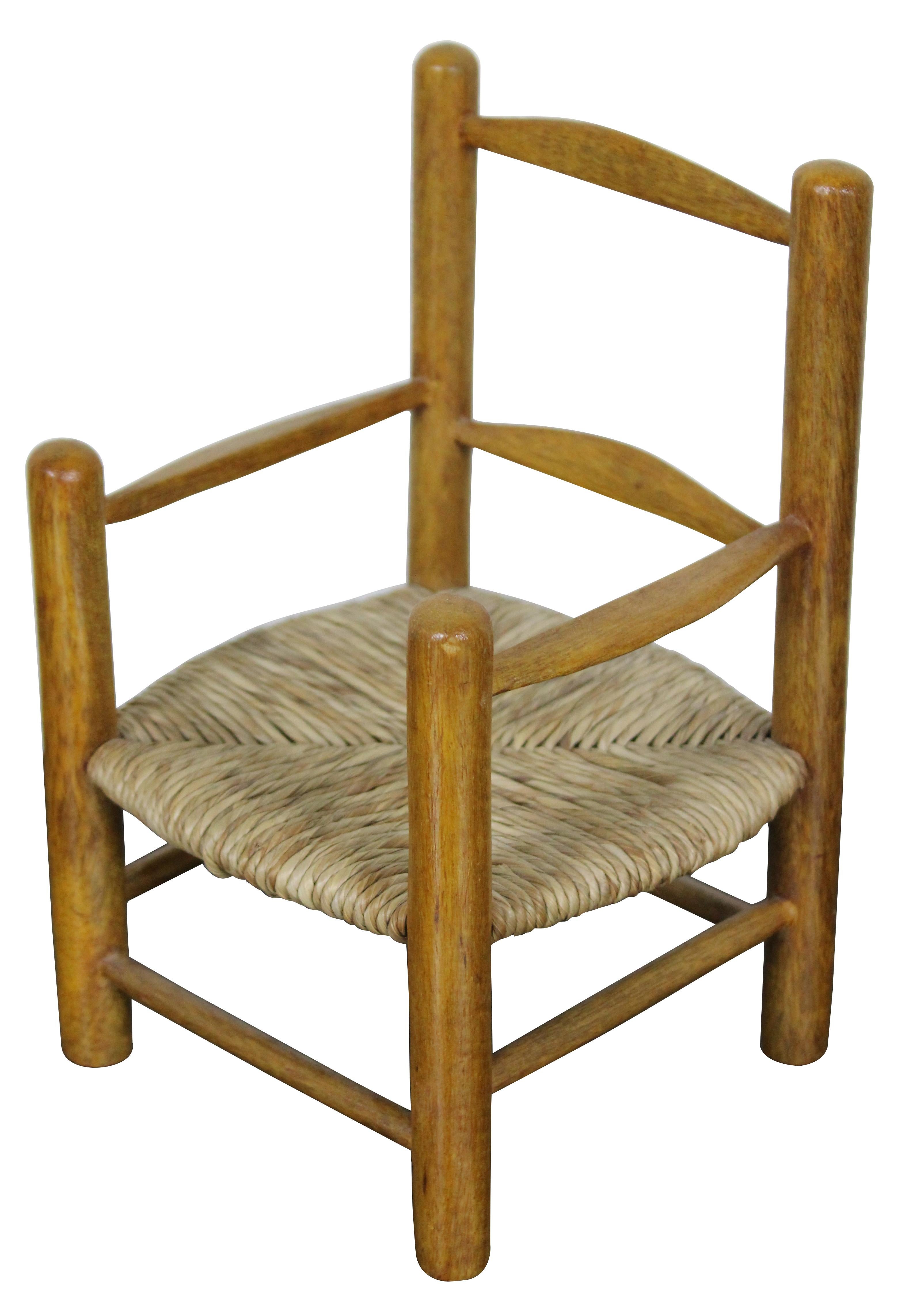 Antique Miniature Farmhouse Shaker Rush Seat Ladderback Arm Chair Doll ...