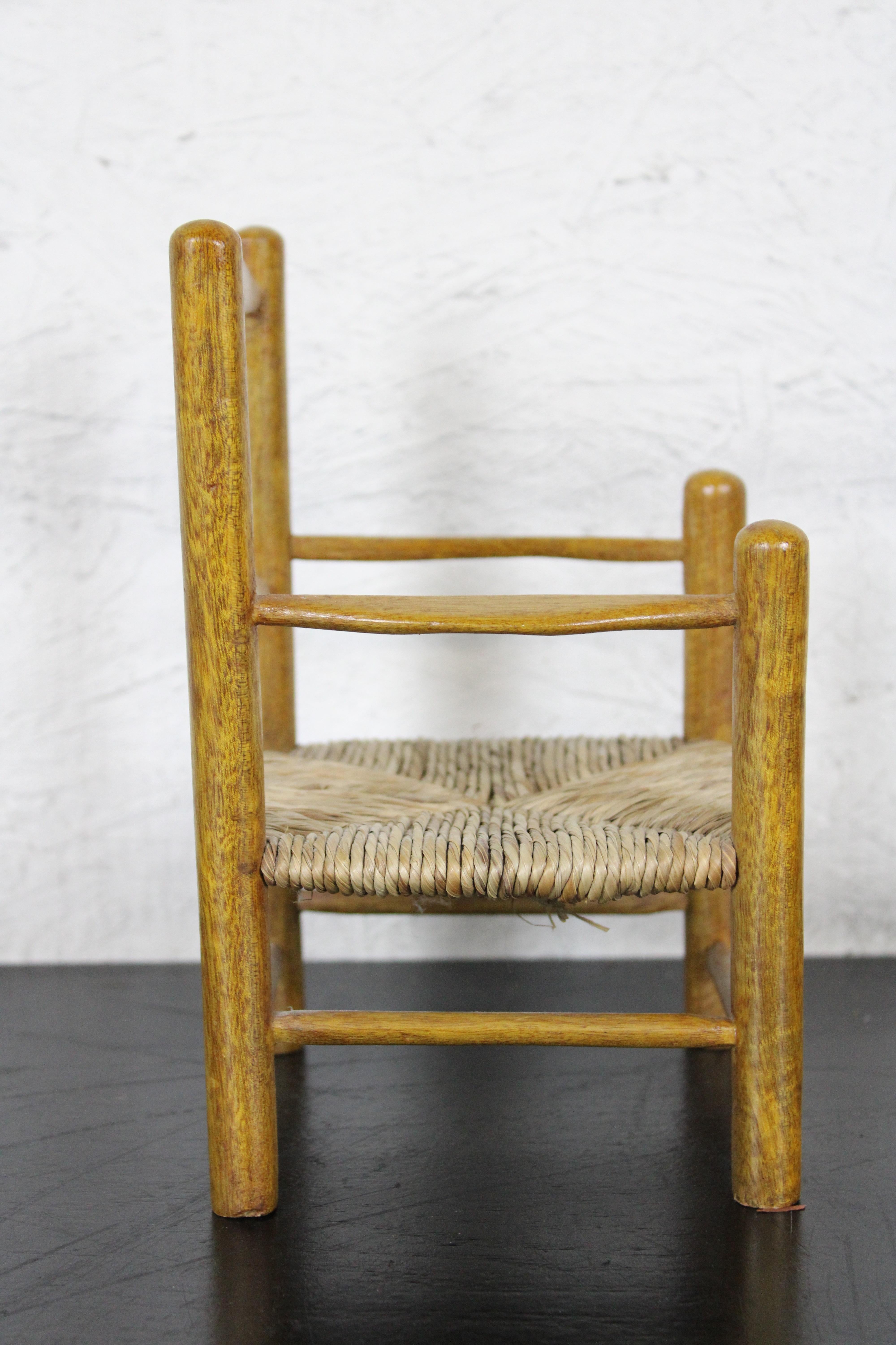 Antique Miniature Farmhouse Shaker Rush Seat Ladderback Arm Chair Doll ...