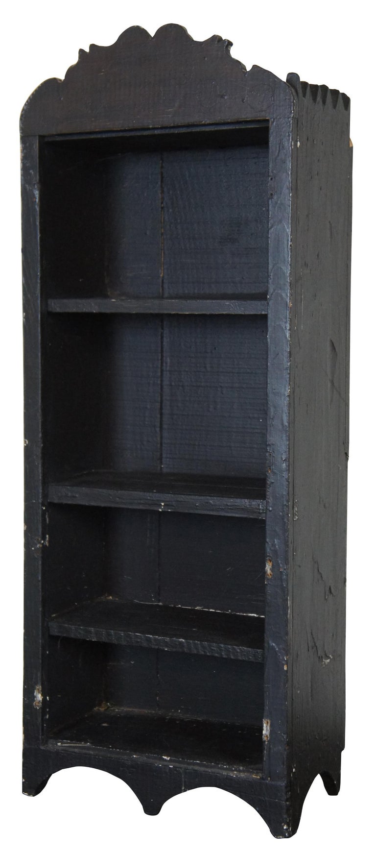 Antique Miniature Folk Art Primitive Salesman Sample Bookshelf Bookcase ...