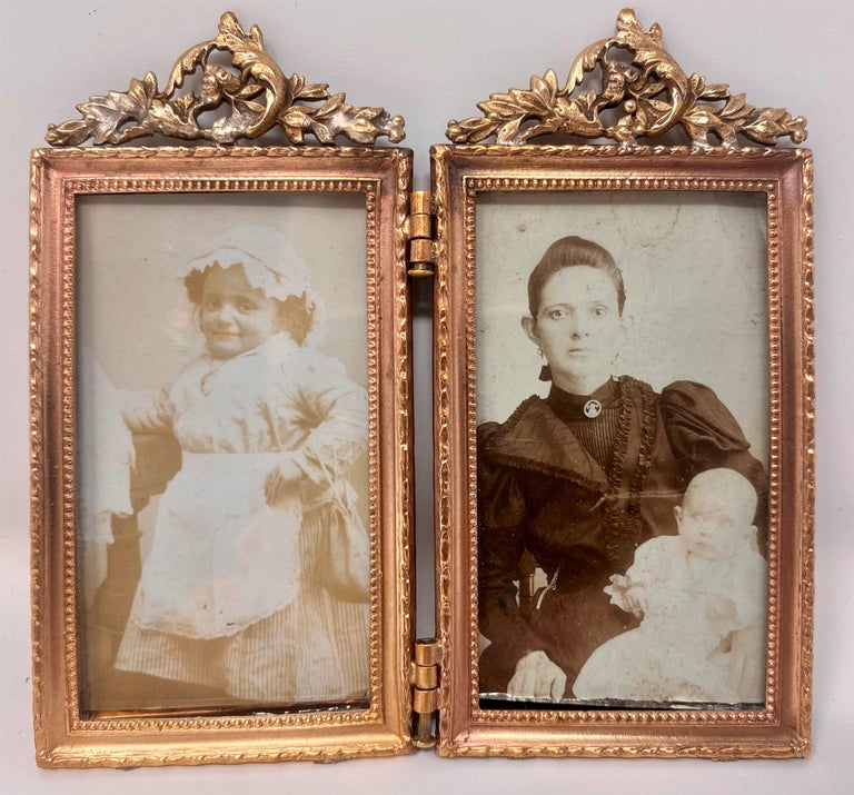 Antique Miniature Gold Bronze Double Picture Frame, circa 1890 at ...