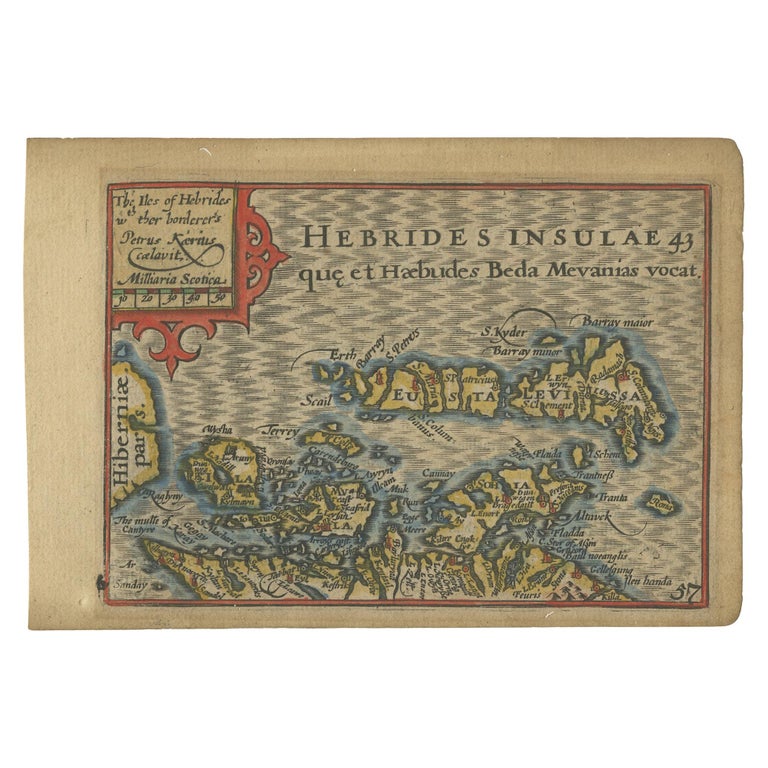 Antique Miniature Map of the Hebrides Islands by Van den Keere, 'c.1630 ...