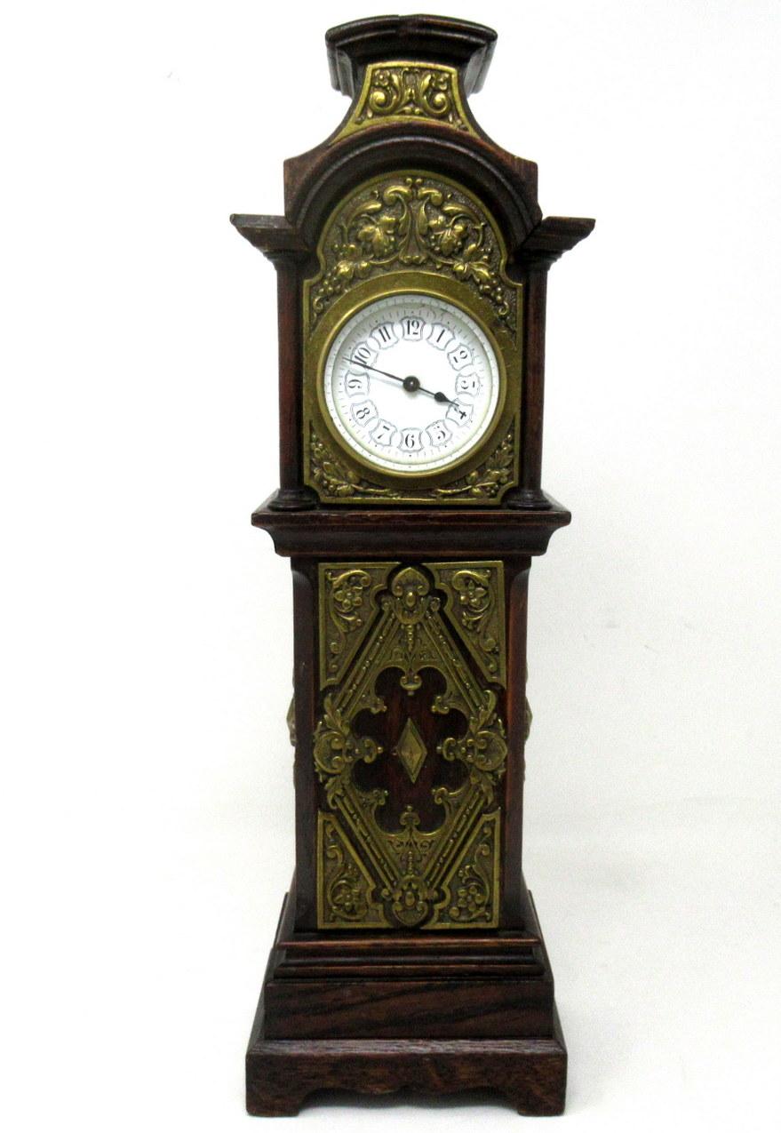 Antique Miniature Oak Brass Mounted Longcase English Mantle Clock, 19th ...