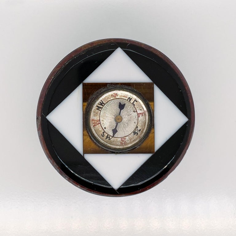 Antique Miniature Specimen Marble or Hard Stone Compass For Sale at 1stDibs