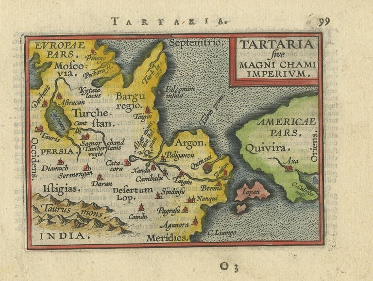 Antique Minitature Map of Tartary by Ortelius, circa 1600 at 1stDibs