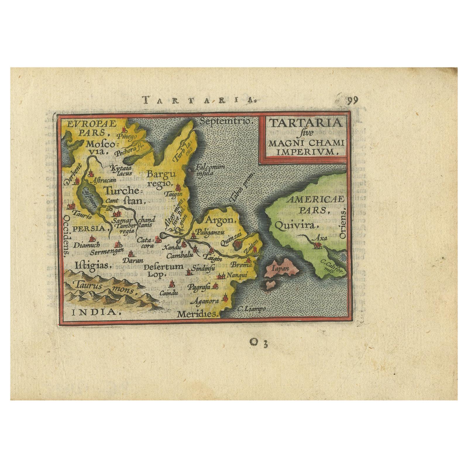 Antique Minitature Map of Tartary by Ortelius, circa 1600 at 1stDibs