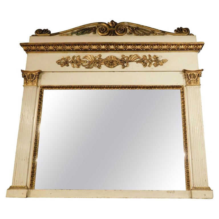 Antique Mirror in Carved Wood, Lacquered and Gilded, 19th Century ...