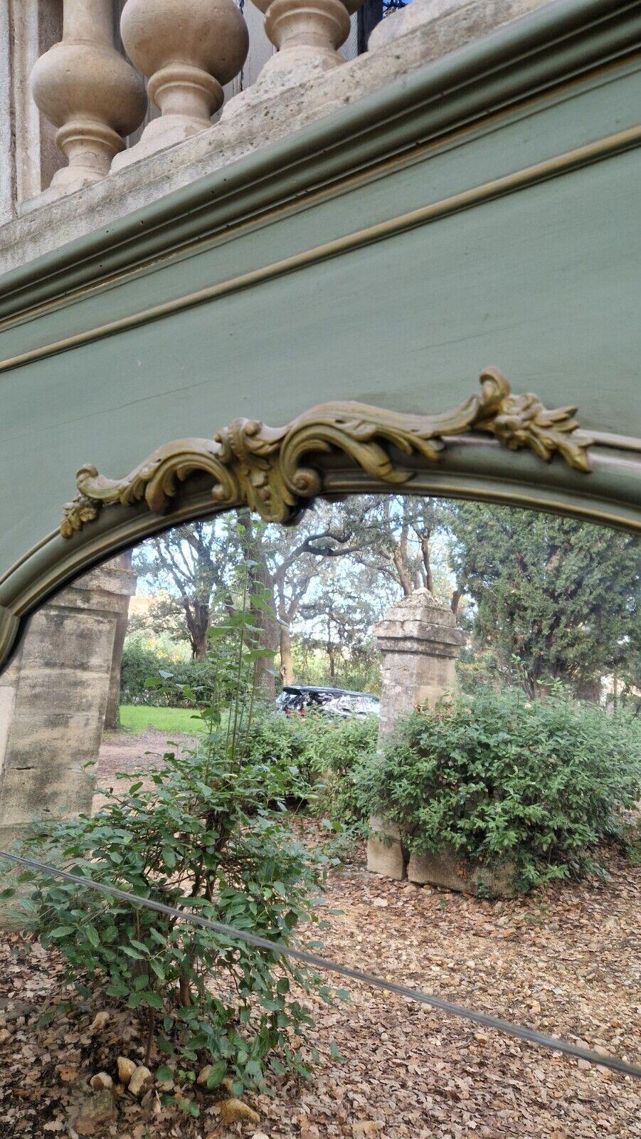 Antique Large French Mirror Painted Sage Scroll Details Panel Mirror ...