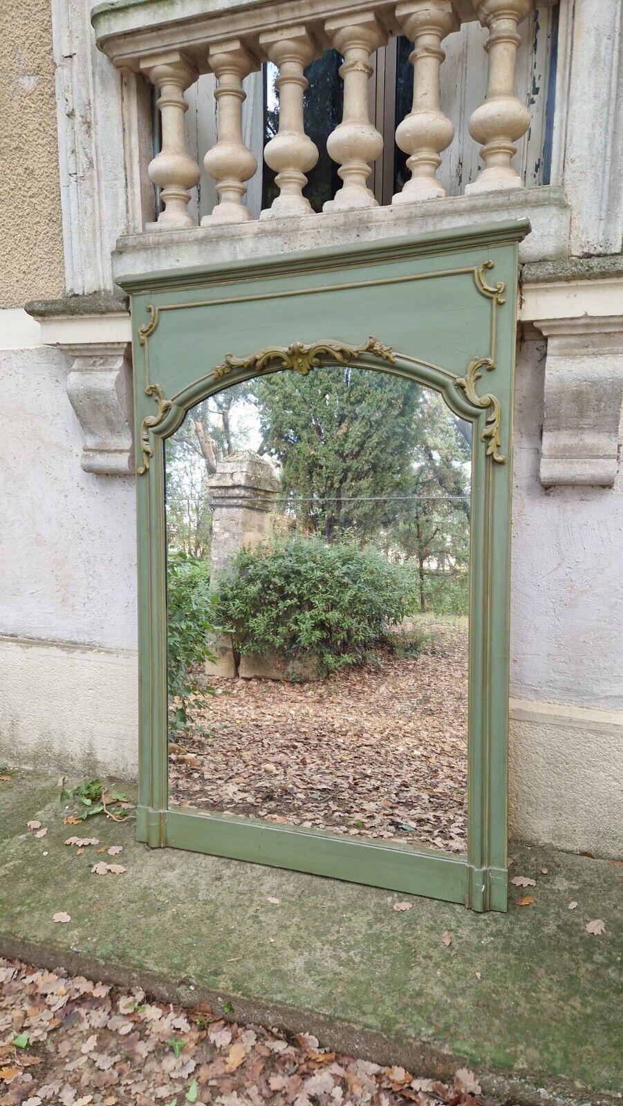 Antique Large French Mirror Painted Sage Scroll Details Panel Mirror ...