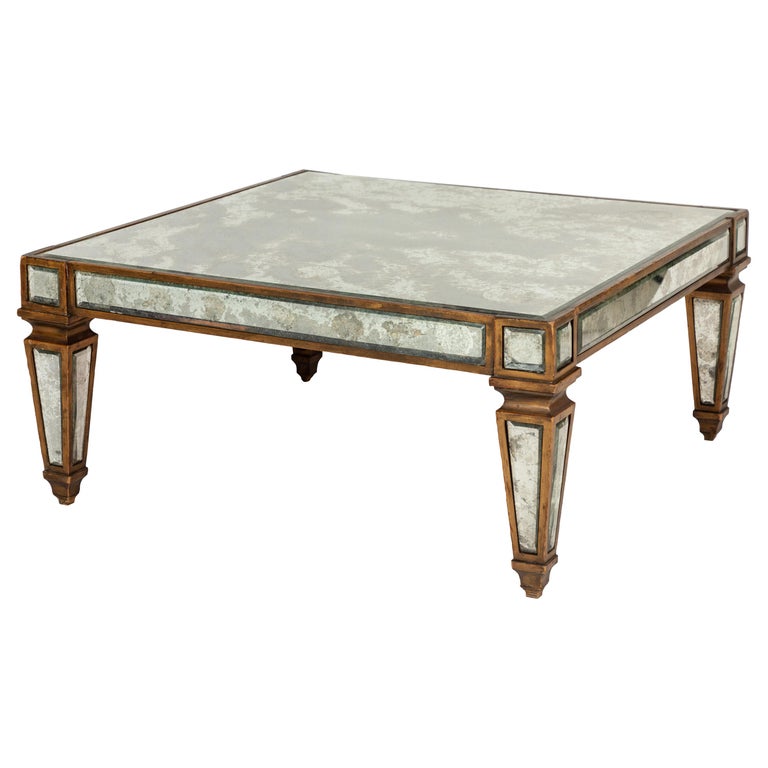 Antique Mirrored and Gold Leafed Cocktail Table at 1stDibs