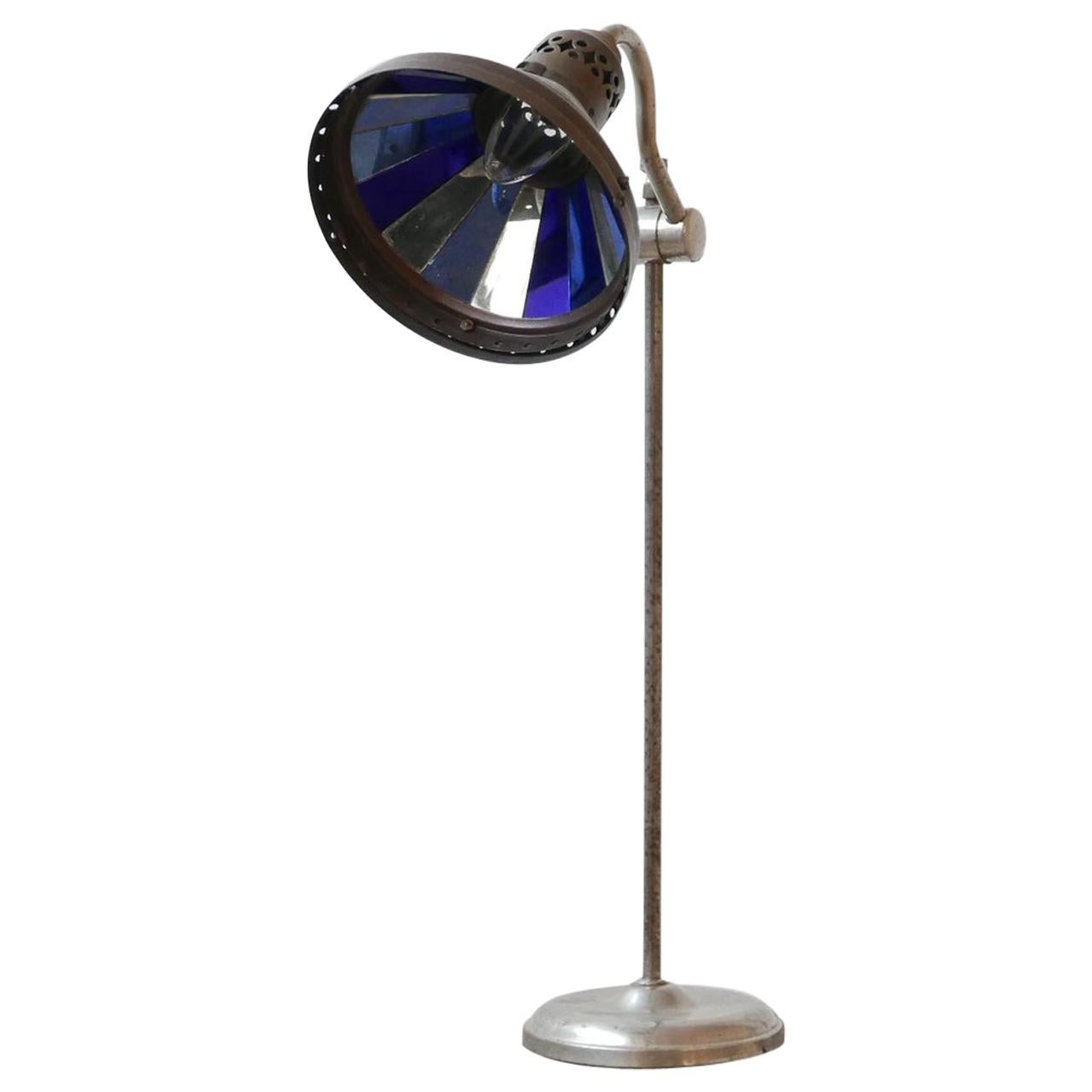 Large Brass Table Lamp with Gilded Reflector at 1stDibs