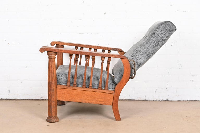 Antique Mission Arts and Crafts Oak and Leather Reclining Morris Chair ...