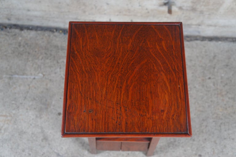 Antique Mission Arts and Crafts Red Oak Tiered Smoking Stand Pedestal ...