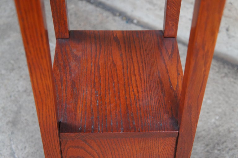 Antique Mission Arts and Crafts Red Oak Tiered Smoking Stand Pedestal ...