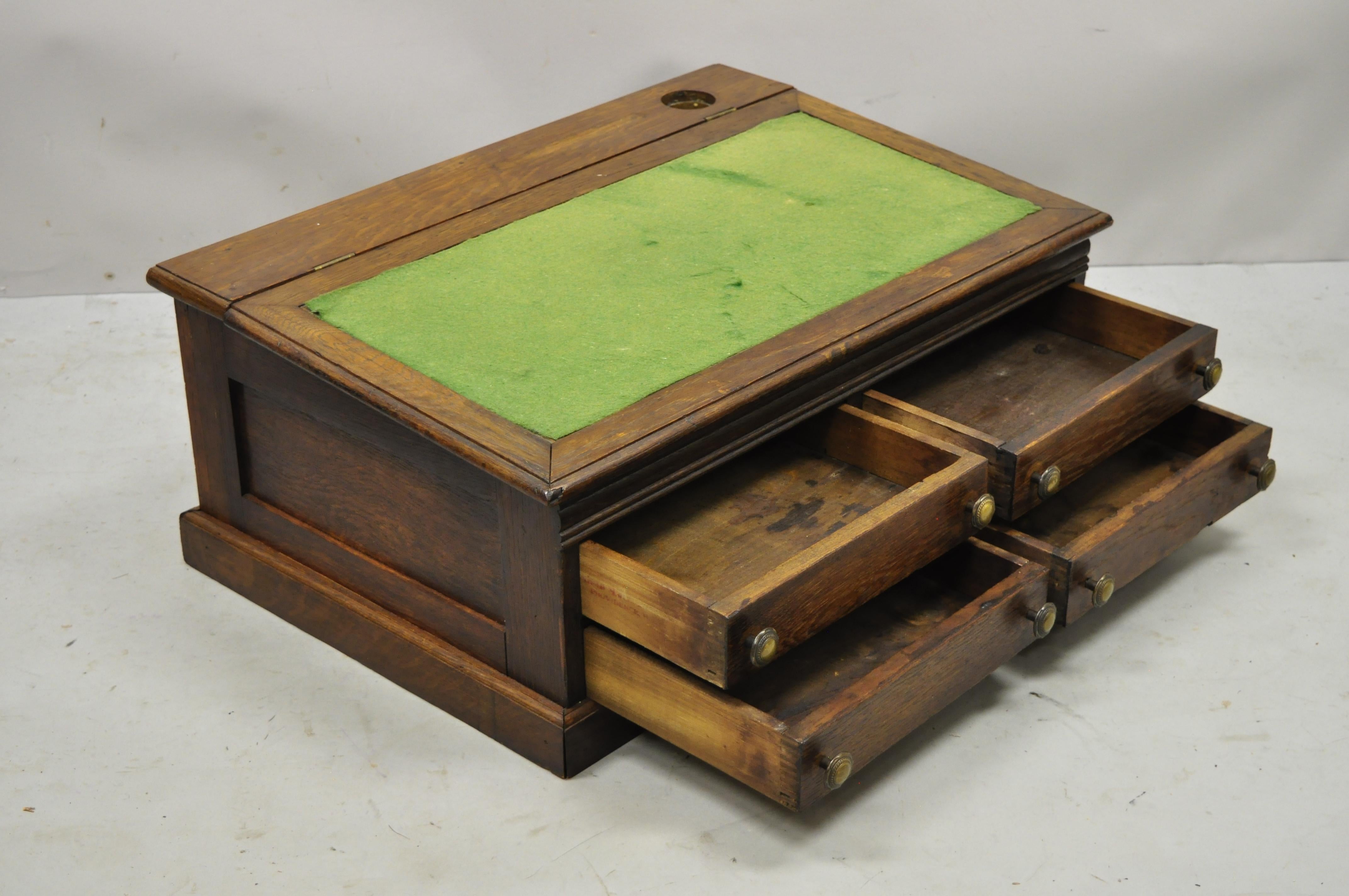 Antique Mission Oak Arts and Crafts 4 Drawer Spool Thread Cabinet ...