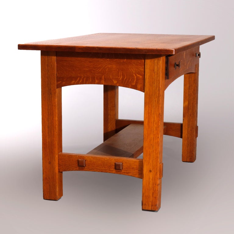 Antique Mission Oak Arts and Crafts Limbert Desk Library Table, circa 1910 at 1stDibs