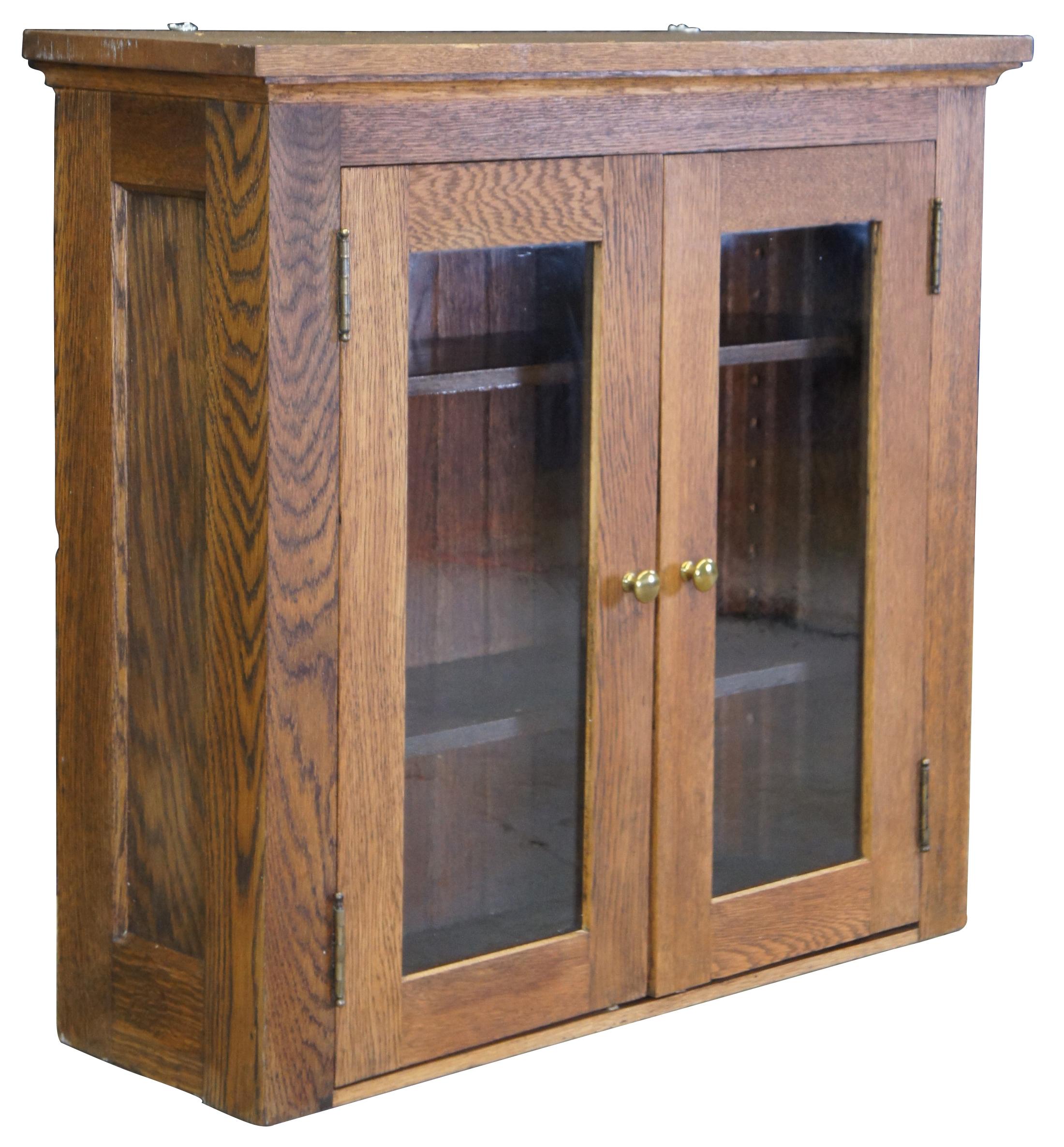 Antique Mission Oak Wall Hanging Cabinet Topper Curio Display Book Case ...