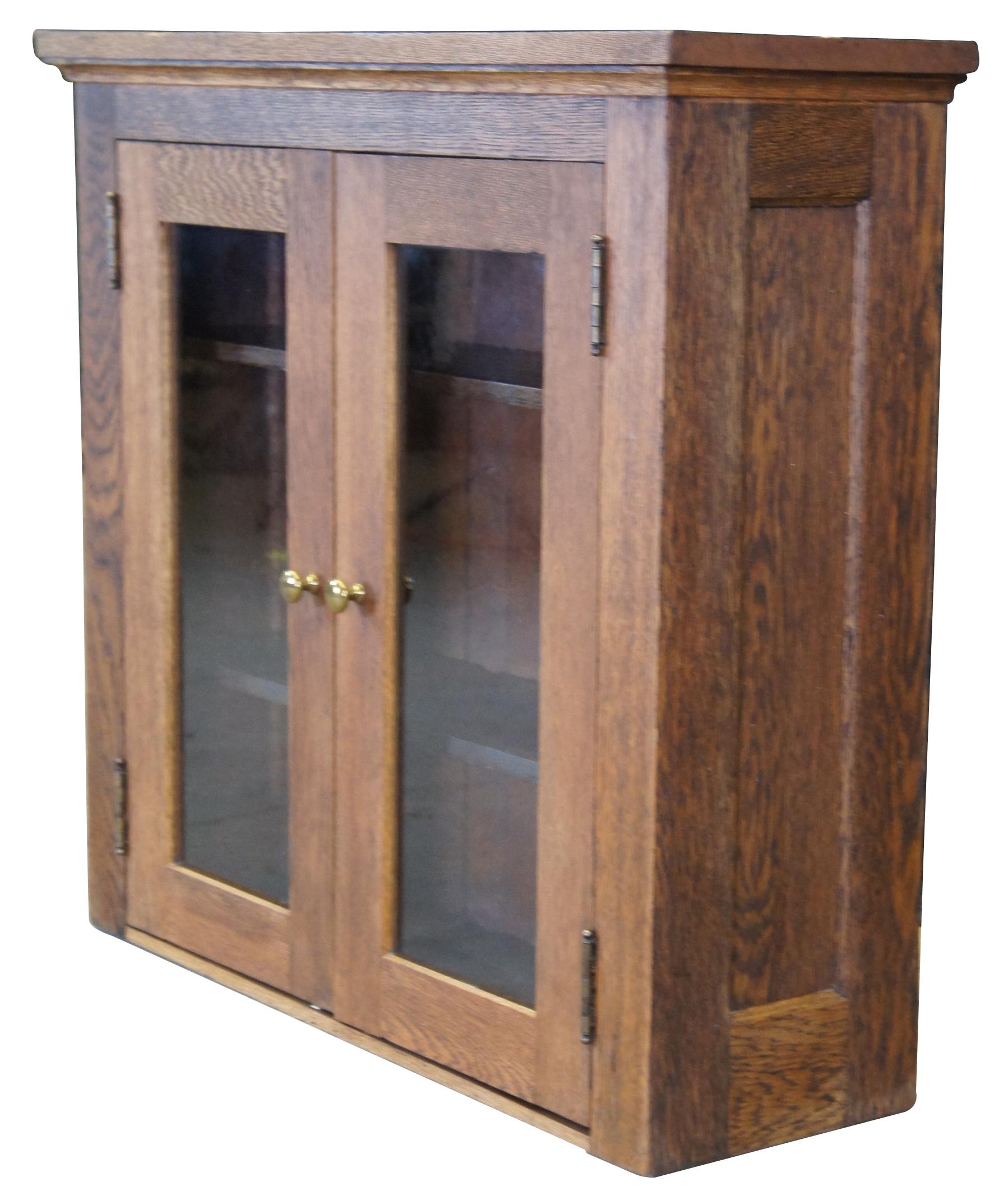 Antique Mission Oak Wall Hanging Cabinet Topper Curio Display Book Case ...