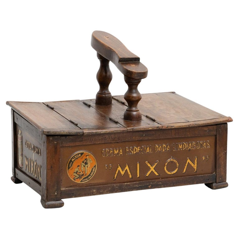 Antique 'Mixon' Cream Spanish Shoe Shiner Box, circa 1930 at 1stDibs