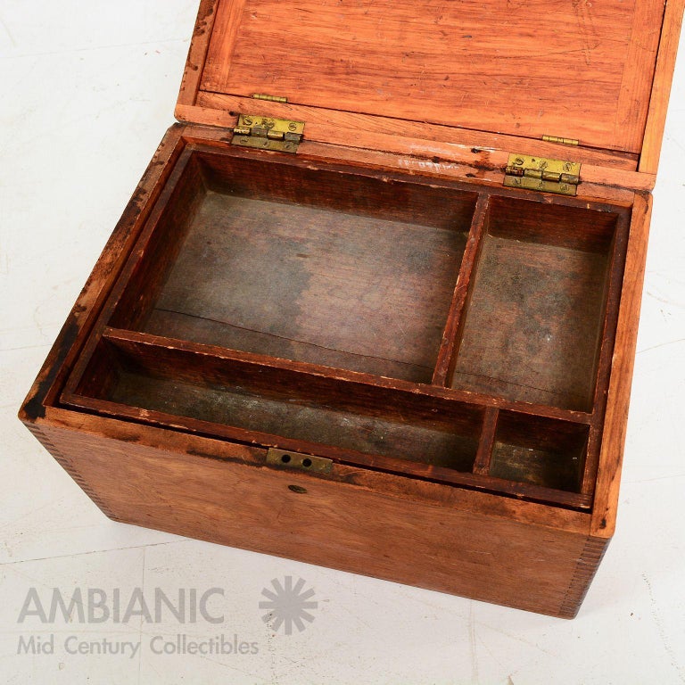Antique Solid Maple Wood Box Money Coin Compartments Cash Storage ...