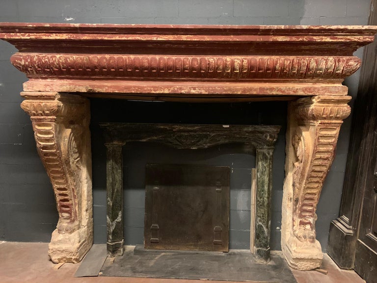 Antique Monumental Fireplace in Carved Stone, 16th Century from Castle ...
