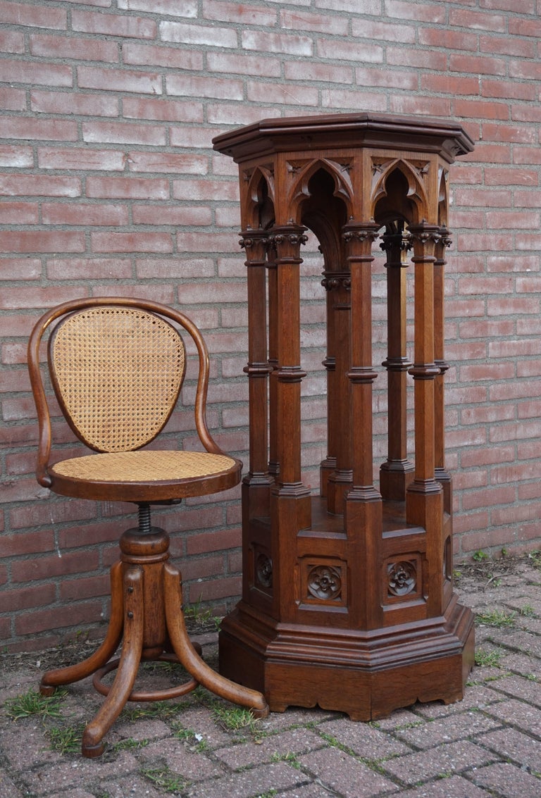 Antique and Monumental Handcarved Oak Gothic Revival Church Columns ...