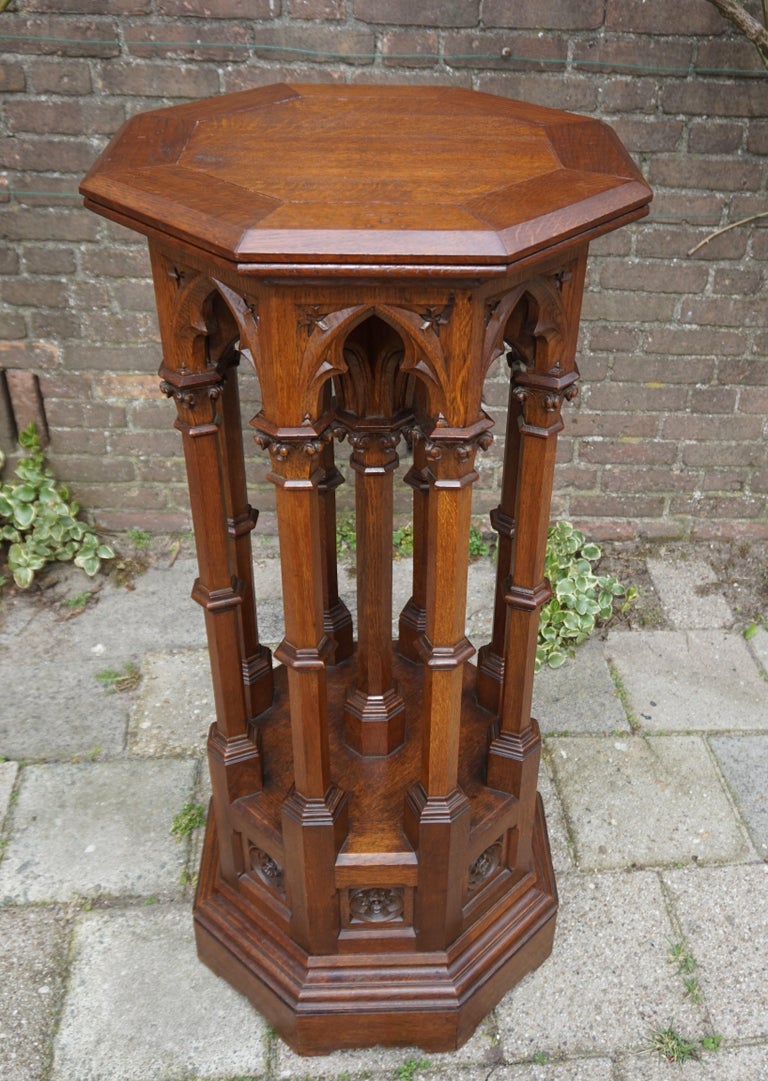 Antique and Monumental Handcarved Oak Gothic Revival Church Columns ...