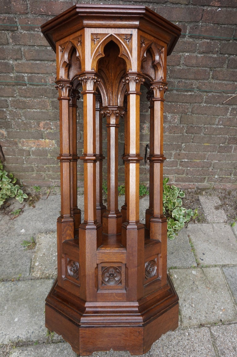 Antique and Monumental Handcarved Oak Gothic Revival Church Columns ...