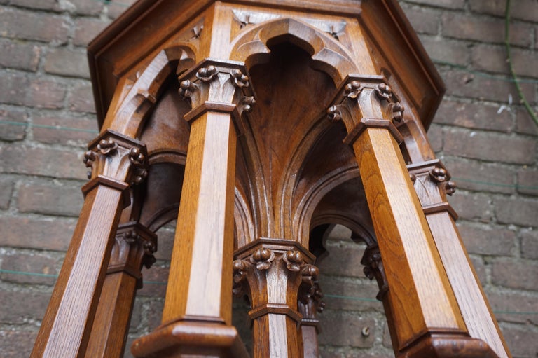 Antique and Monumental Handcarved Oak Gothic Revival Church Columns ...