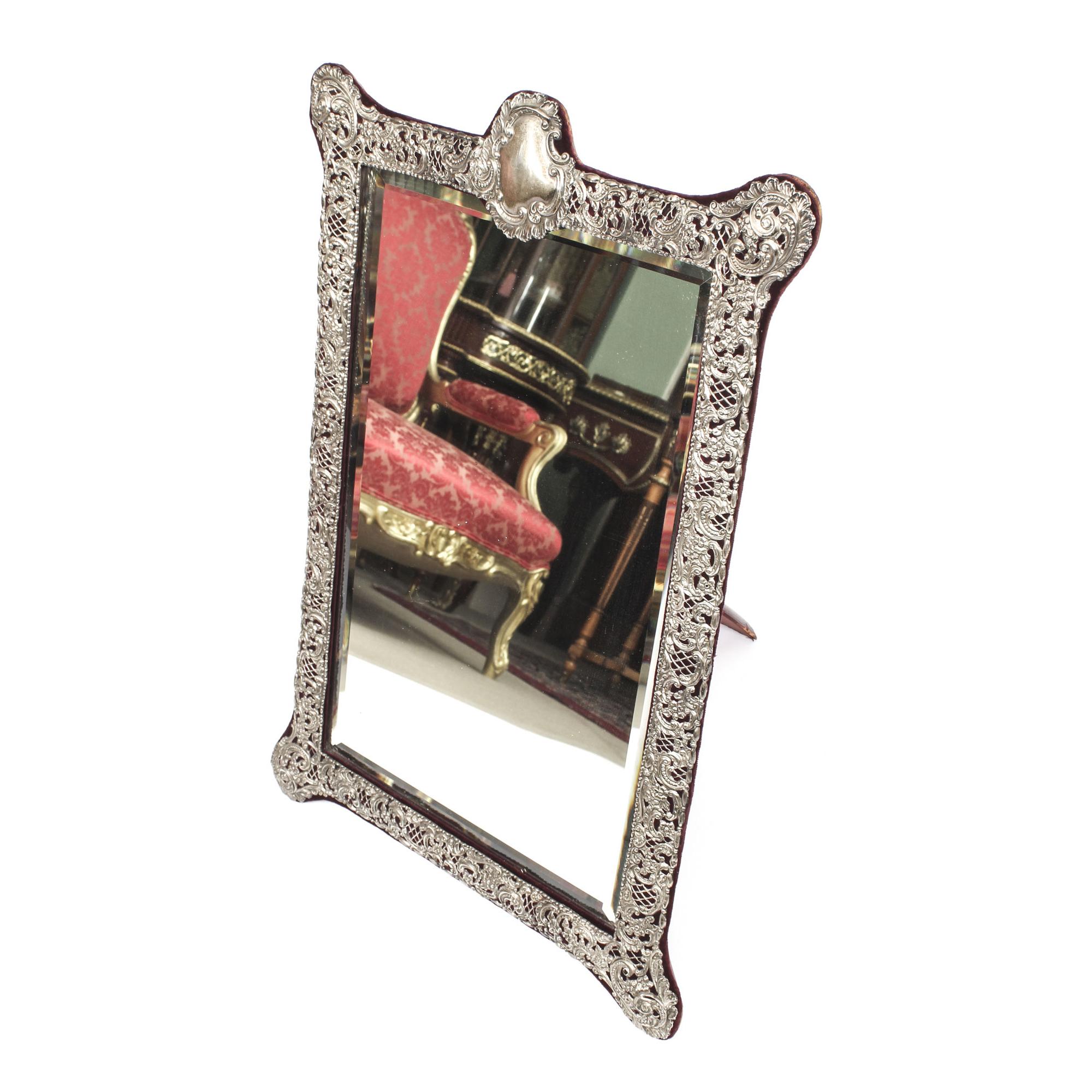 Antique Monumental Victorian Silver Easel Mirror John and William ...